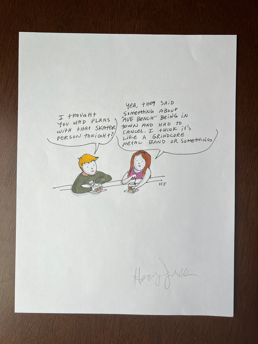 "AVE Bench in Town" - Original 8.5x11" Drawing – Henry Jones Studio